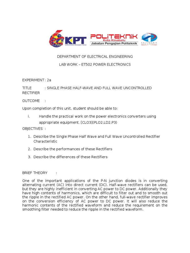 LAB 2a | PDF | Rectifier | Power Electronics