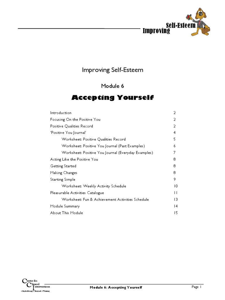 Improving Self-Esteem Module 6 of 9 | PDF | Cognitive Behavioral Therapy | Cognitive Therapy