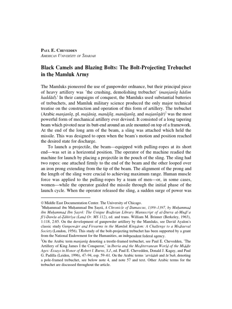 Black Camels and Blazing Bolts The Bolt-Projecting Trebuchet in The ...