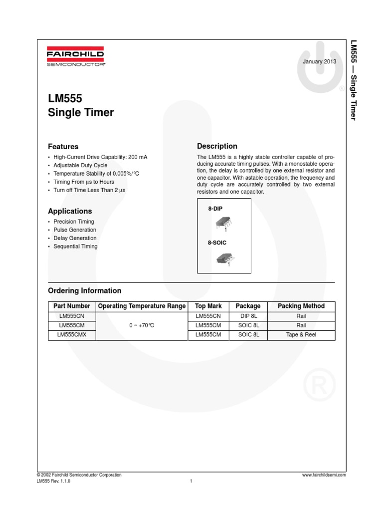 LM555 Single Timer: Features Description | PDF