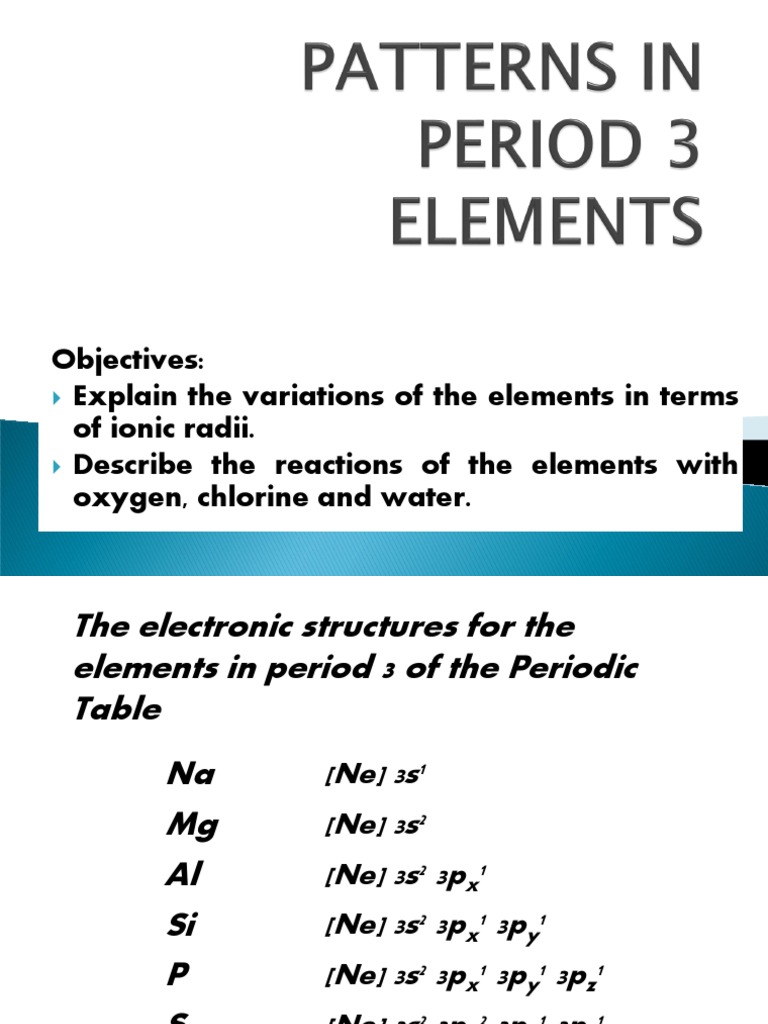 Patterns in Period 3 Elements | PDF | Chlorine | Oxide