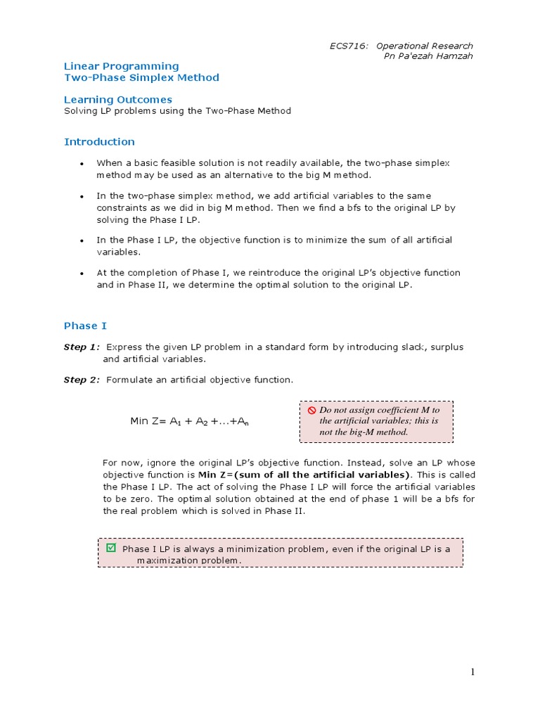 6-LP Simplex (Two Phase Method)
