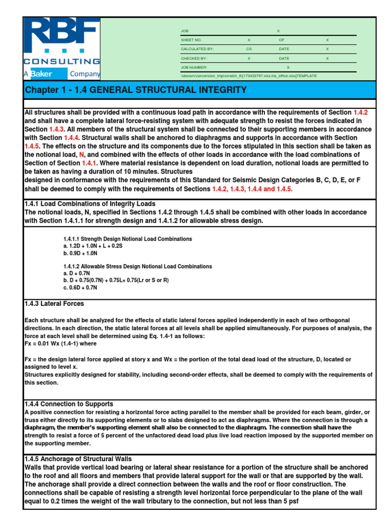 Chapter 1 - 1.4 General Structural Integrity: JOB Sheet No. OF ...