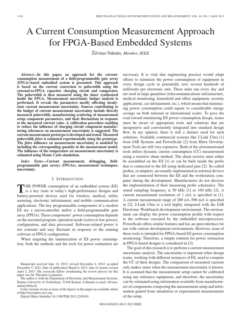 A Current Consumption Measurement Approach For FPGA-Based Embedded Systems | PDF | Field ...