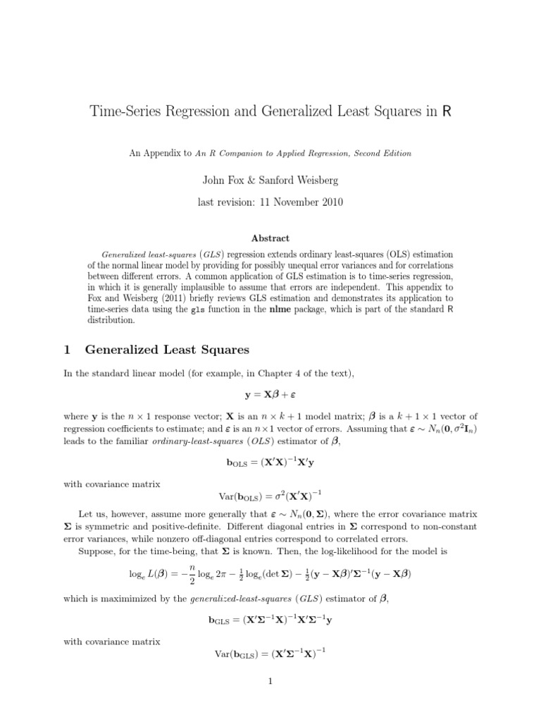 Appendix Timeseries Regression | PDF | Autocorrelation | Autoregressive Model