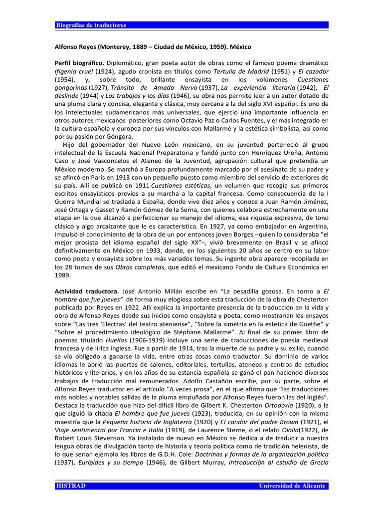 Alfonso Reyes. Biografía | PDF | Poesía | Science