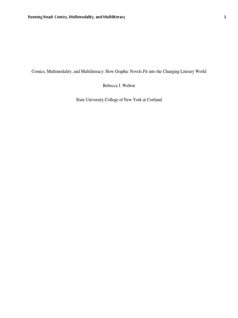 Comics, Multimodality, and Multiliteracy: How Graphic Novels Fit Into ...