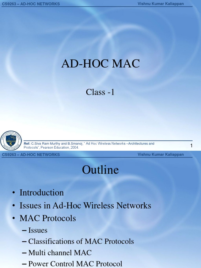 Ad-Hoc Mac: Class - 1 | PDF | Wireless Ad Hoc Network | Quality Of Service