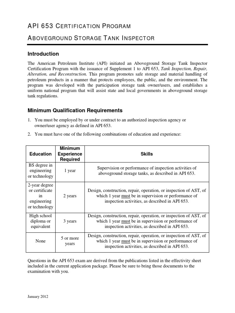 API 653 General Information | PDF