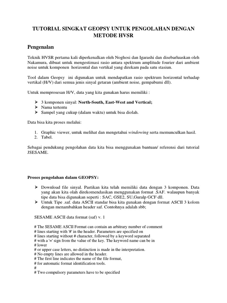 Tutorial Singkat Geopsy | PDF