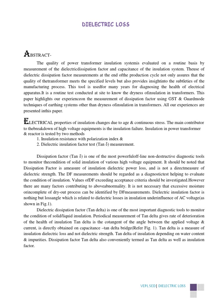 Power Factor Testing Pdf Dielectric Capacitor