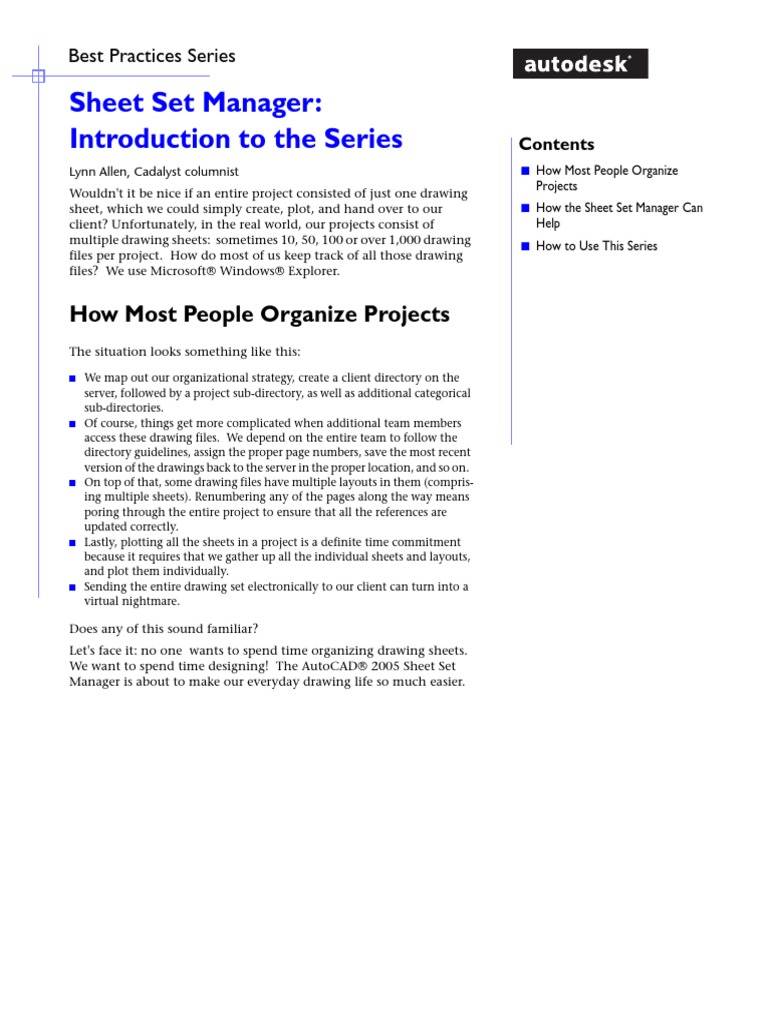 Sheet Set Manager: Introduction To The Series: How Most People Organize ...