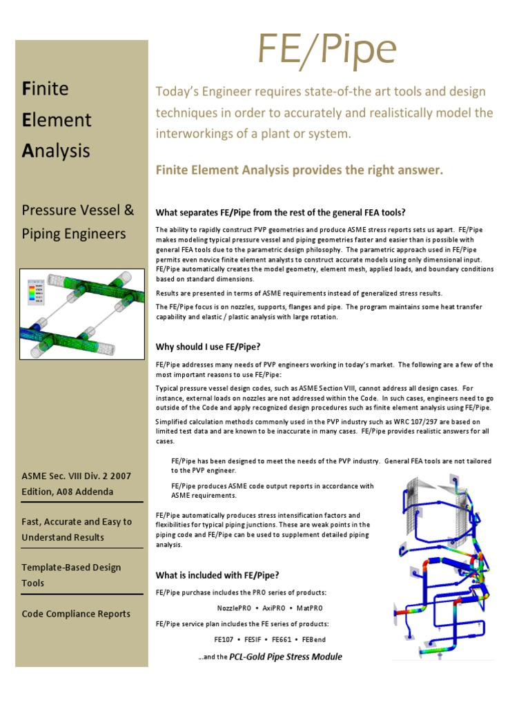 Finite Element Analysis - Pressure Vessel and Pipe | PDF | Finite ...