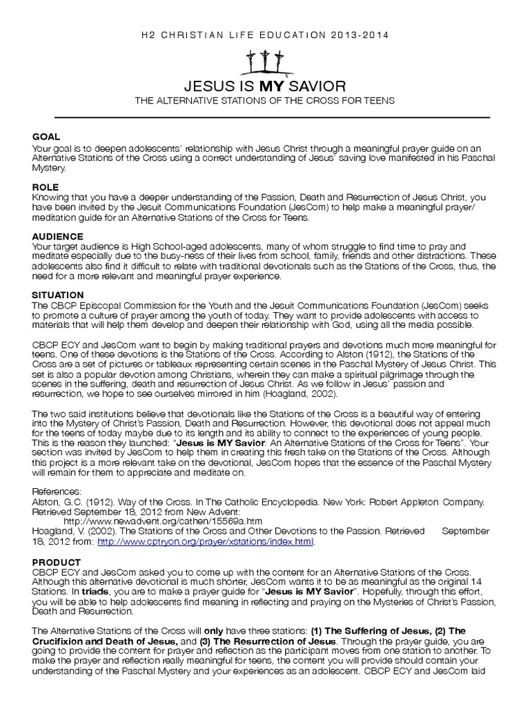 Alternative Stations of the Cross for Teens | PDF | Stations Of The ...