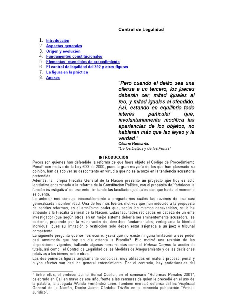 Control de Legalidad | PDF | Derecho penal | Ley procesal