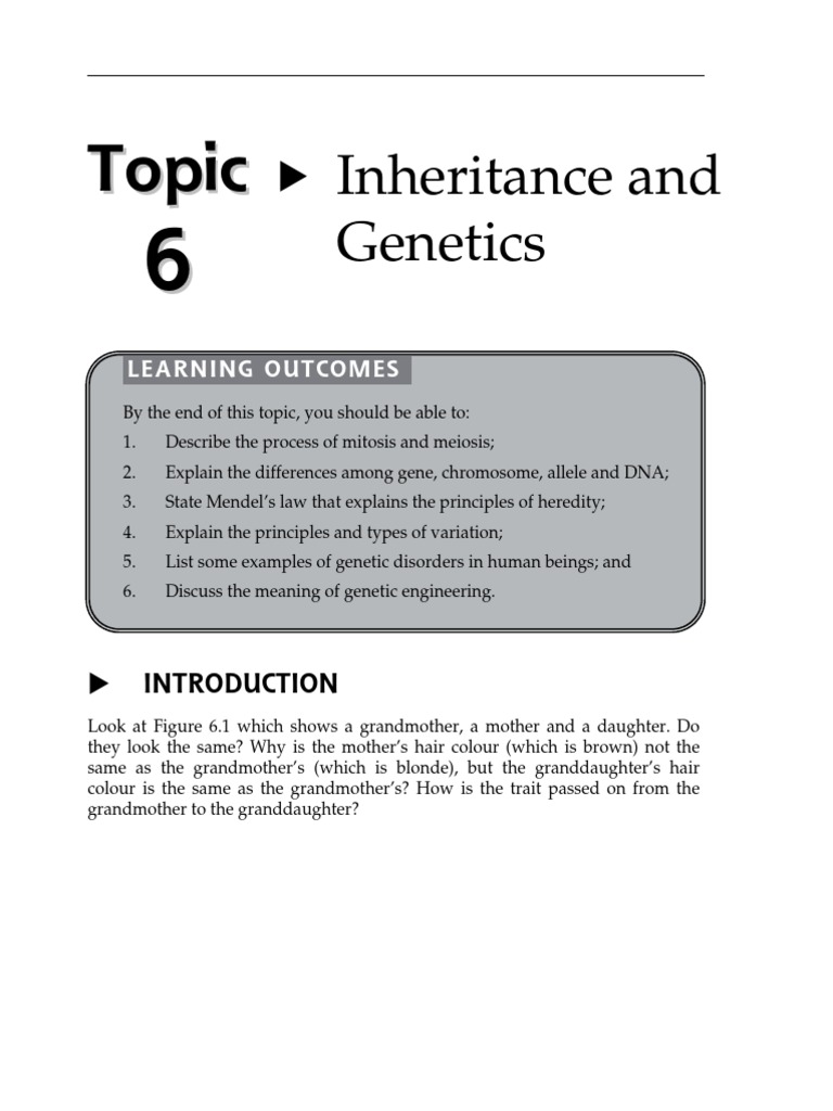 Topic 6 Inheritance and Genetics | PDF