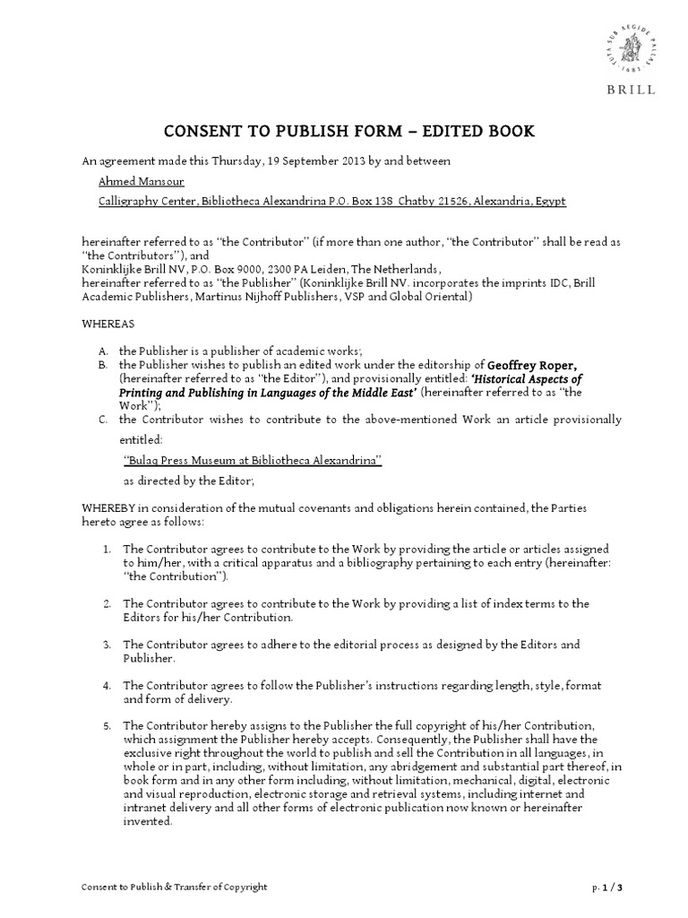 Consent to Publish | Publishing | Copyright