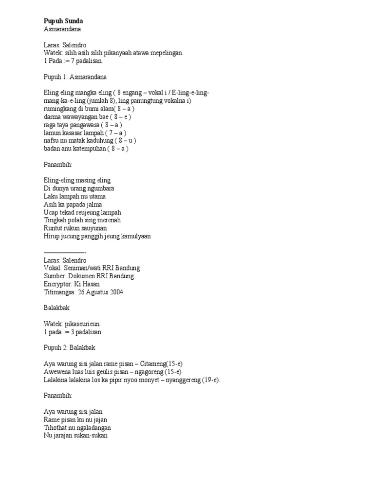 Pupuh Sunda | PDF
