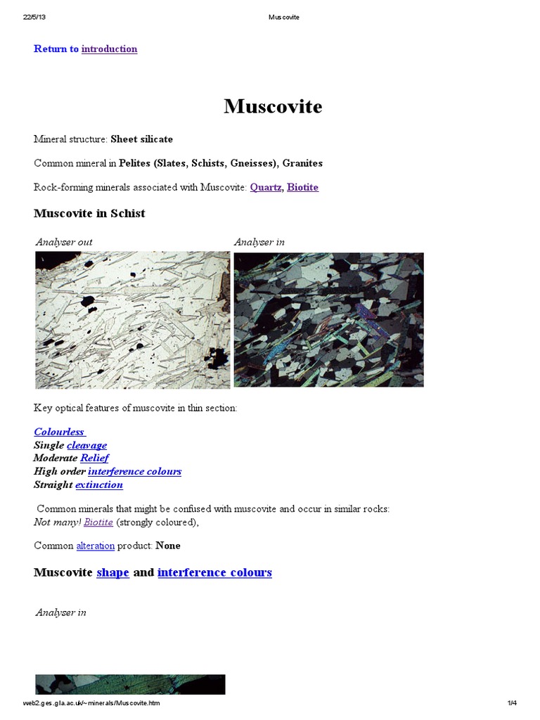 Muscovite Mineral Structure and Optical Properties | PDF | Minerals ...