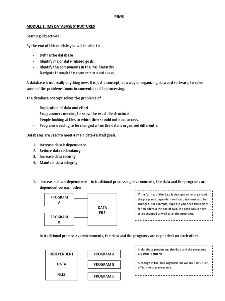 Module 1 Ims Database Structures Pdf Databases Data Management