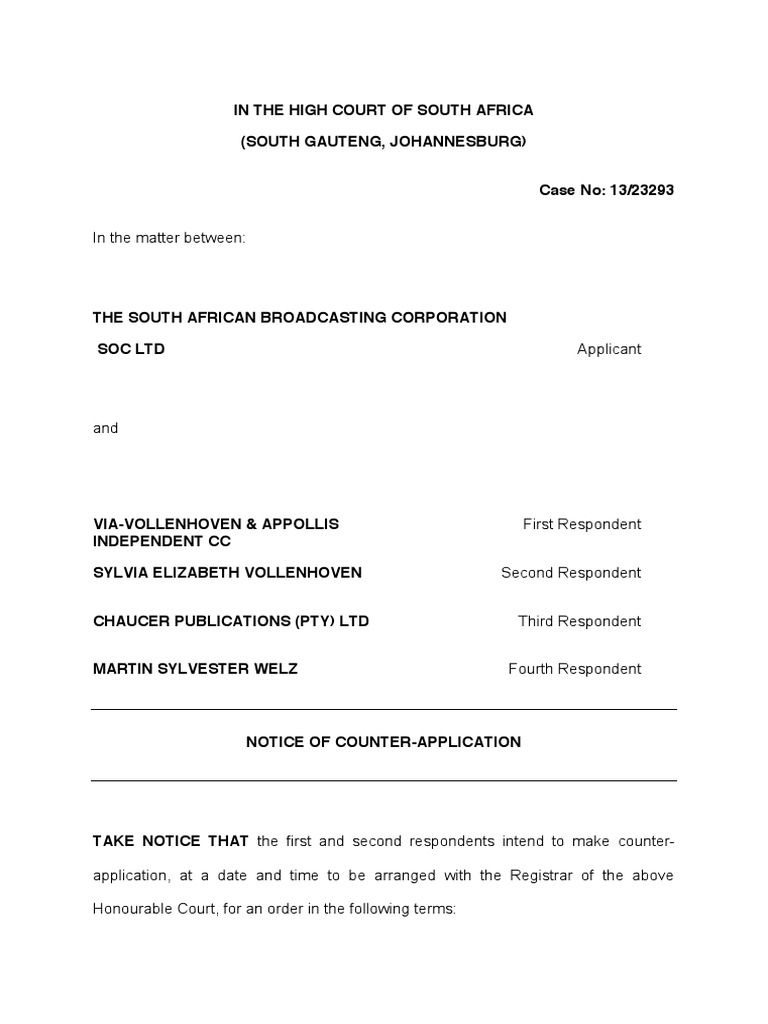 Project Spear & SABC Counter-Application 18092013 | PDF | Copyright ...