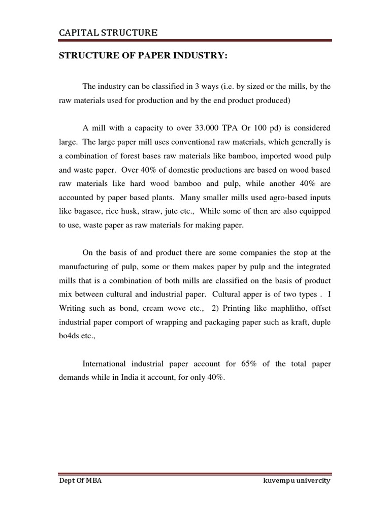 Structure of Paper Industry | PDF | Preferred Stock | Capital Structure