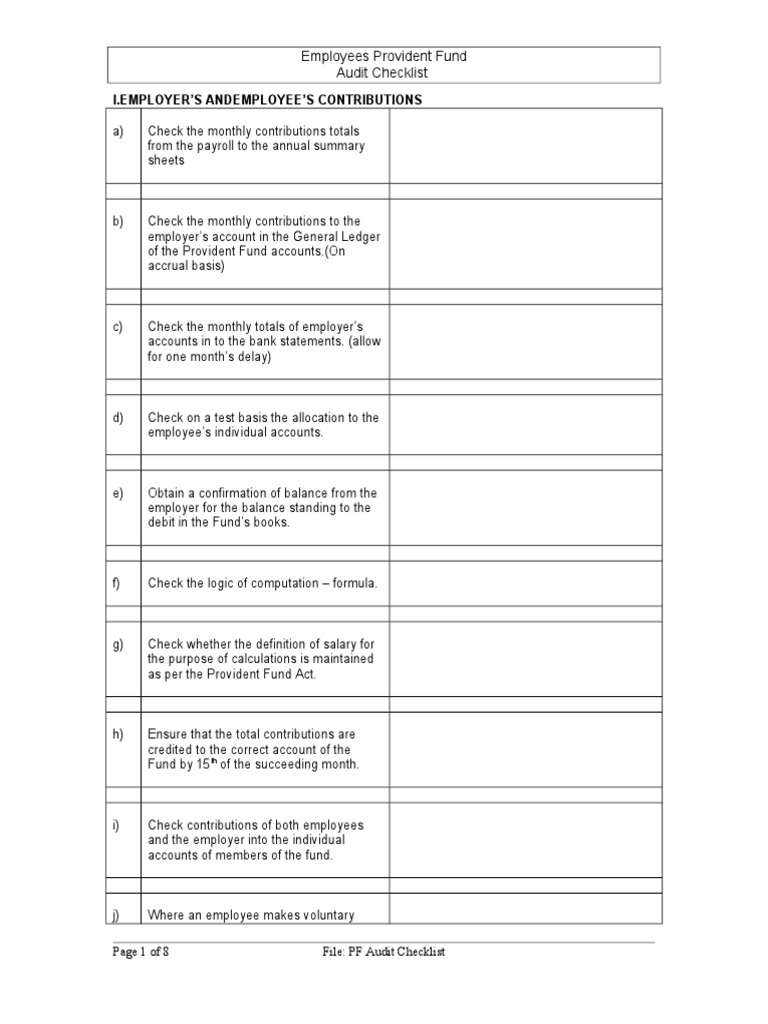 1 PF Audit Checklist | PDF | Interest | Loans