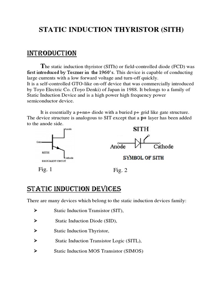 Static Induction Thyristor (Sith) | PDF | Field Effect Transistor ...