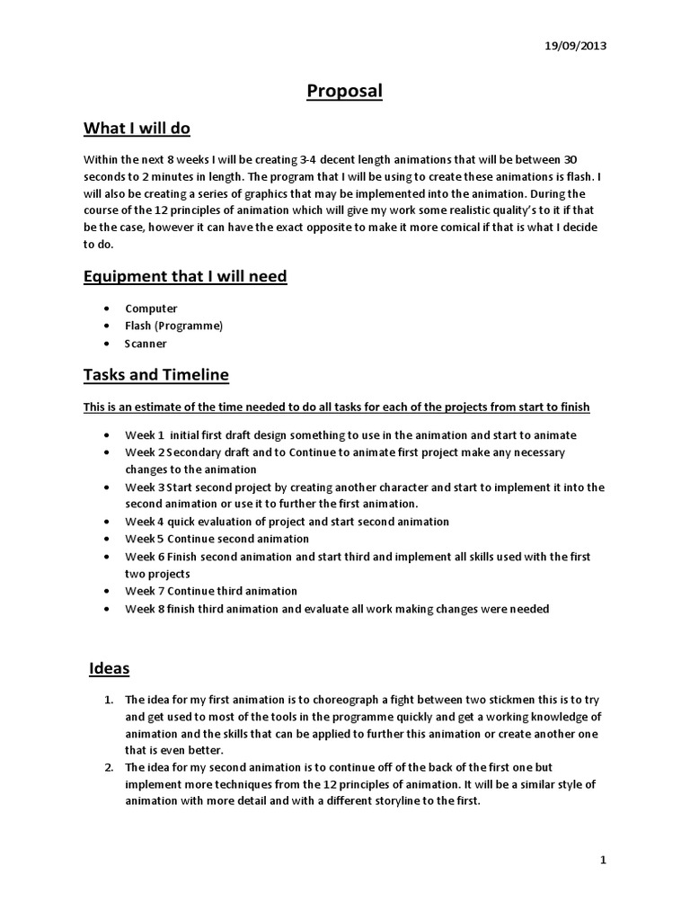 Animation Project Proposal Overview | PDF | Animation | Behavior ...