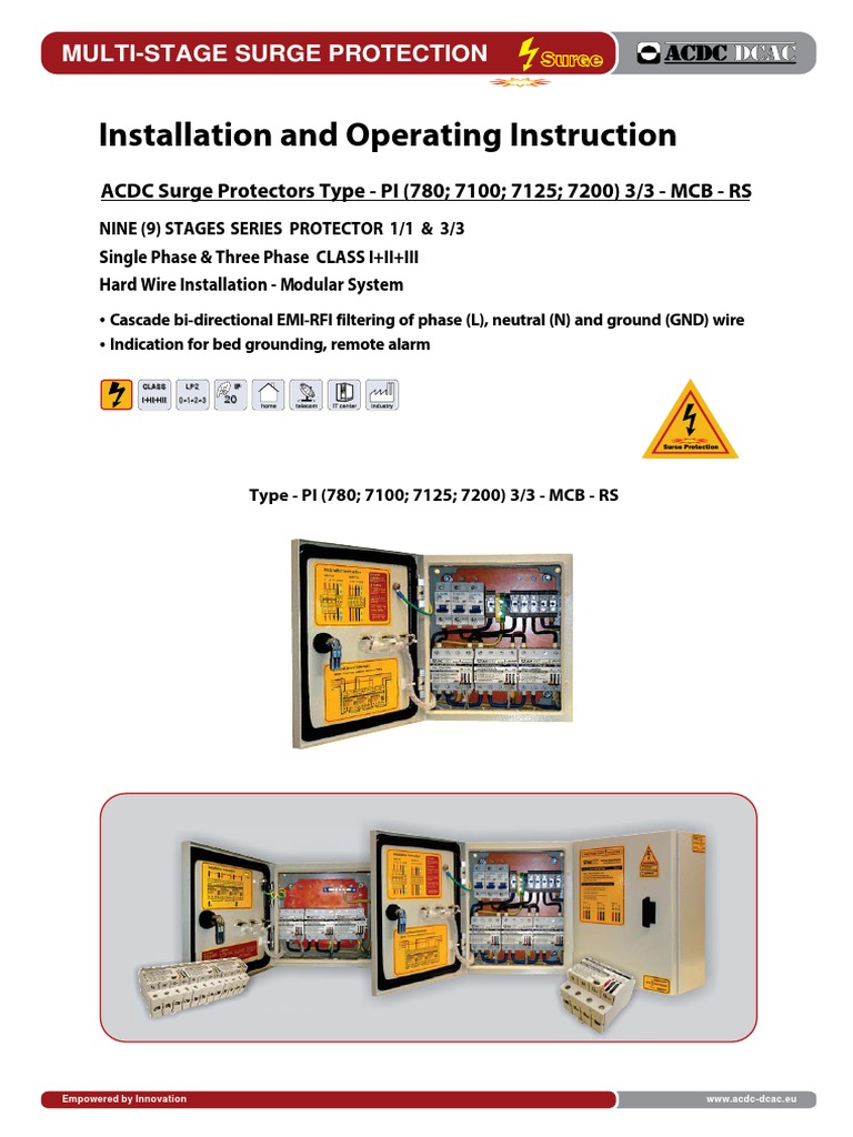 Surge Protector - Installation Instruction Type PI 3 - 3 MCB RS (Http ...