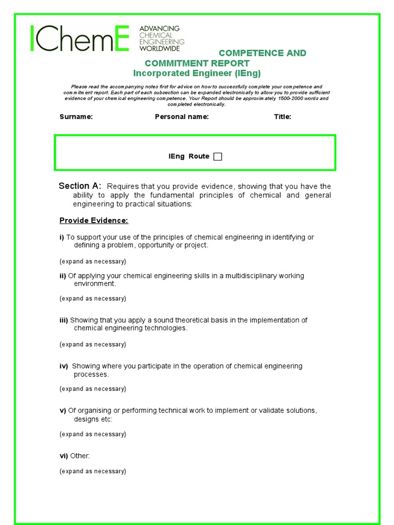 IEng Competence and Commitment Report | PDF | Competence (Human ...
