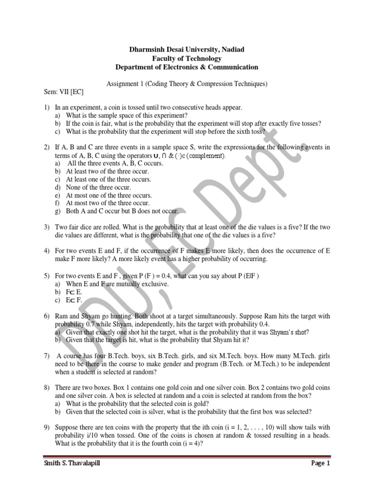 Assignment CTCT 1 | PDF | Randomness | Probability