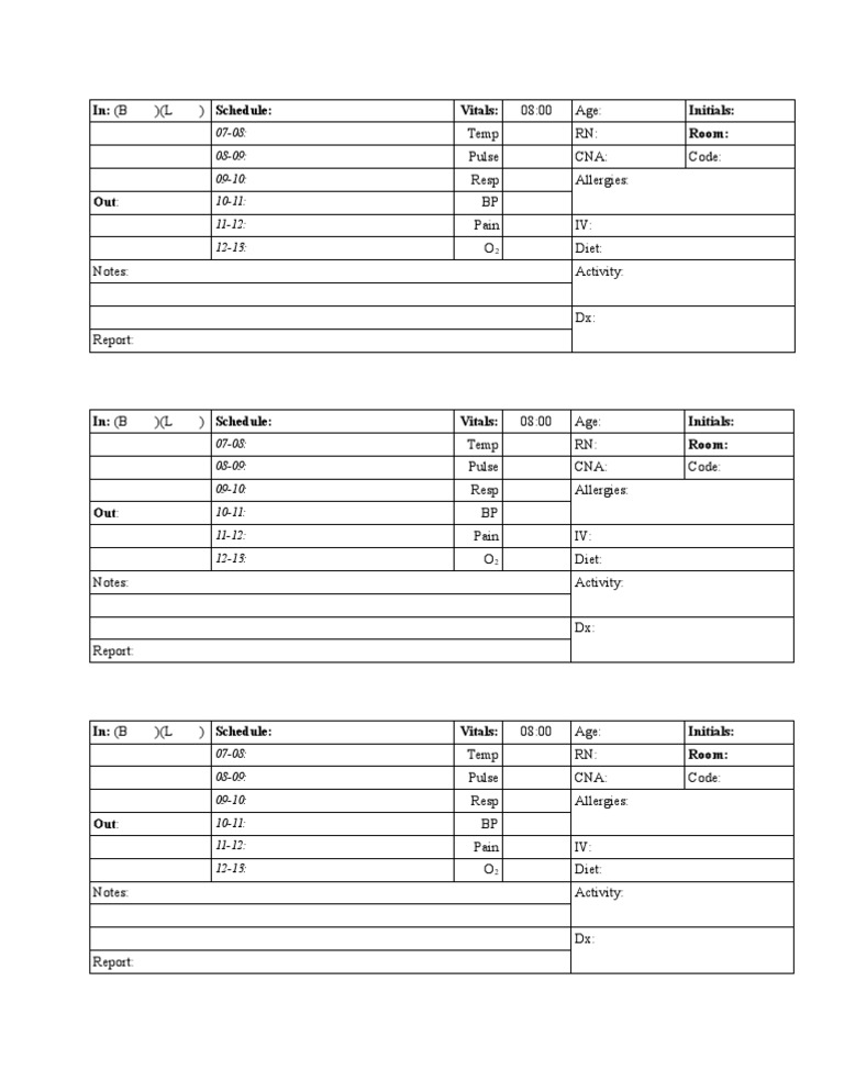 Nurse Worksheet
