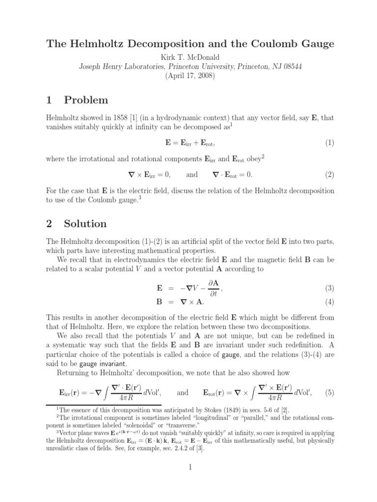 helmholtz | Maxwell's Equations | Gauge Theory