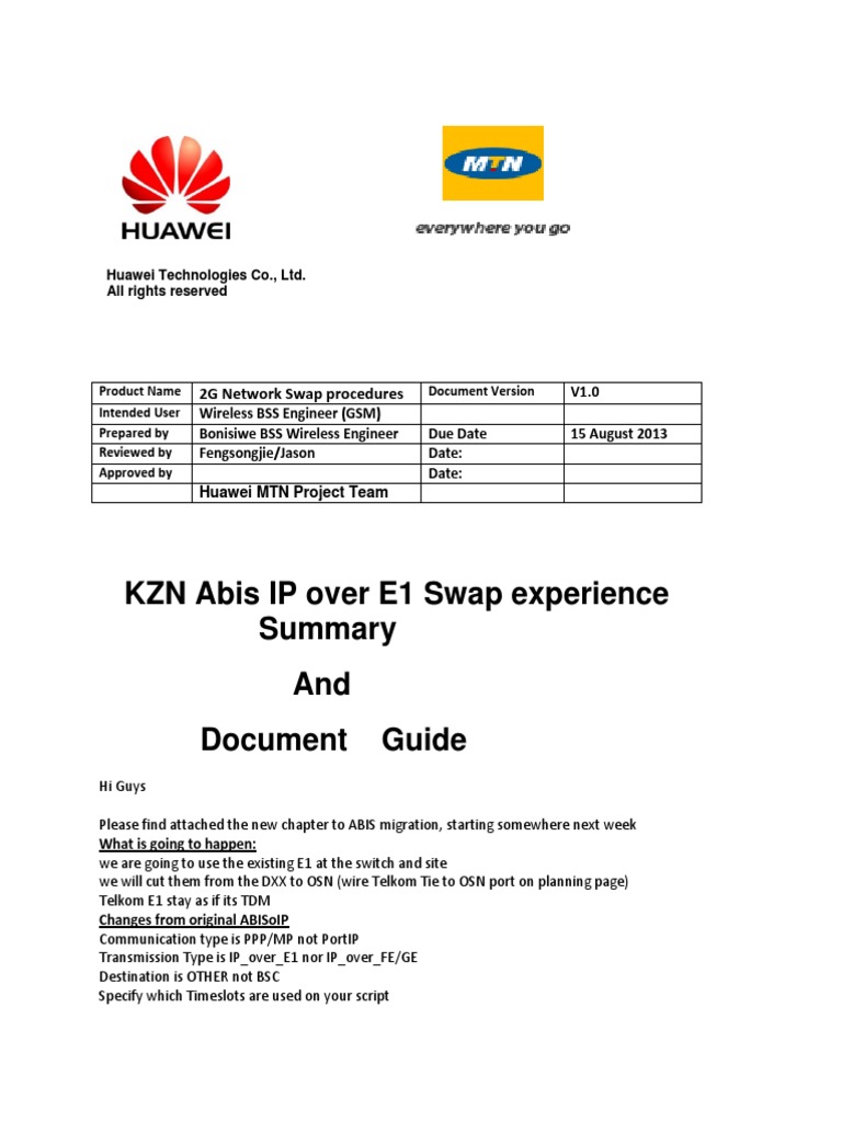 Abis Over TDM To Abis IP Over E1 | PDF | Gateway (Telecommunications ...