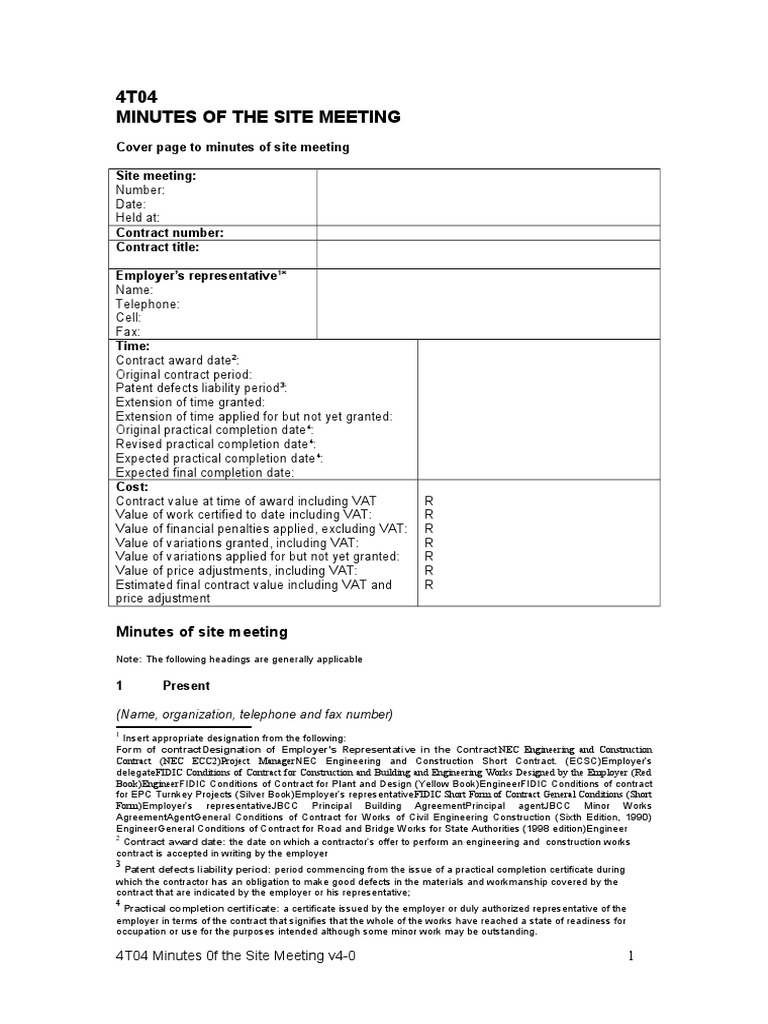 Sample format for Minutes of Meeting | Safety | Occupational Safety And ...