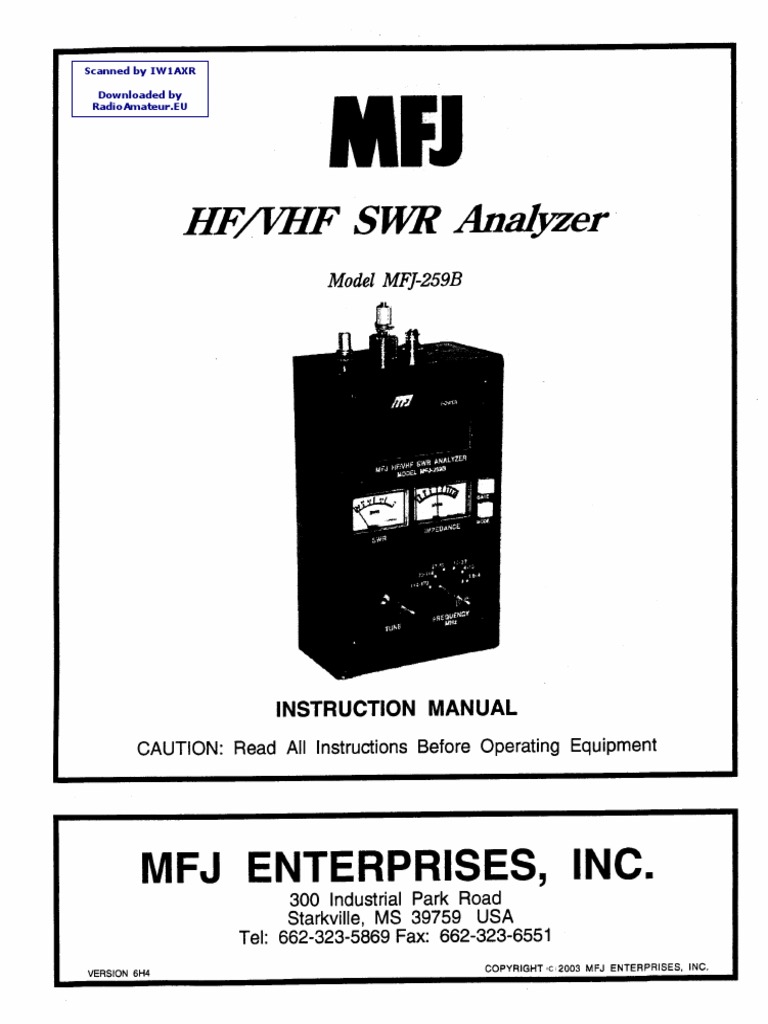 MFJ MFJ-259B Ant Analyser User PDF | PDF