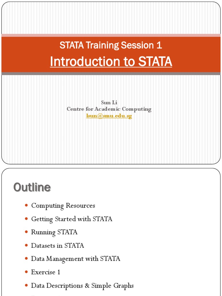 STATA Training Session 1 | PDF | Logistic Regression | Command Line Interface