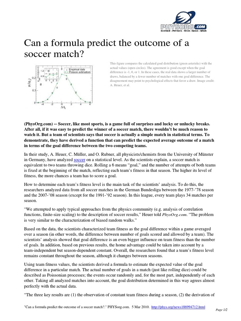 186994712-Can A Formula Predict The Outcome of A Soccer Match | PDF ...