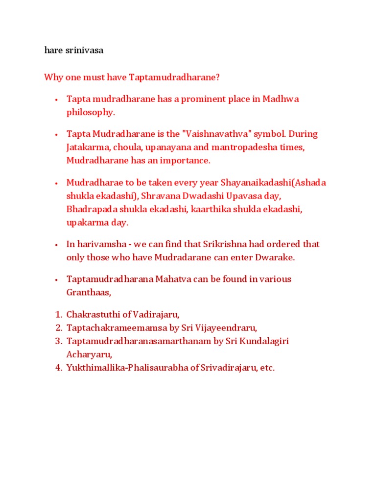 Importance of Tapta Mudra Dharana | PDF | Indian Religions | Hindu ...