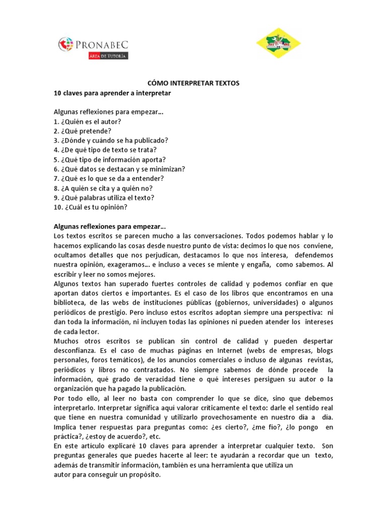 Cómo Interpretar Textos | PDF | Autor | Certeza