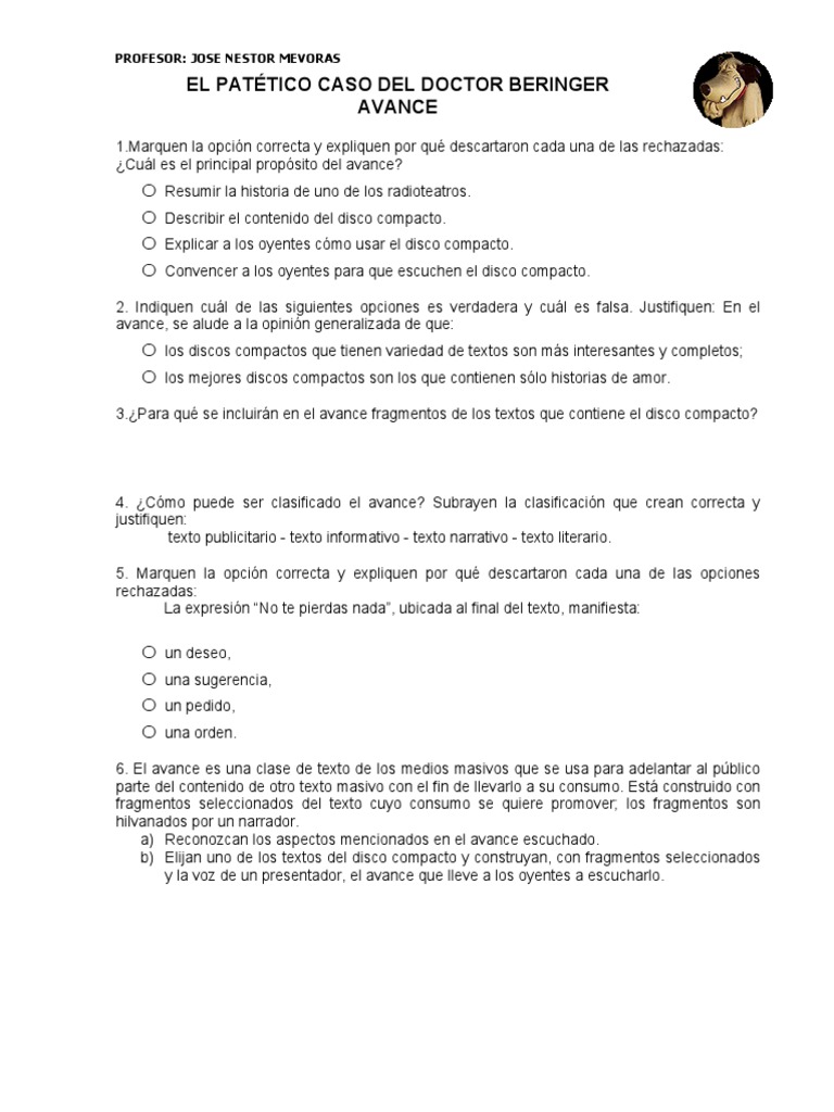 El Patético Caso Del Doctor Beringer | PDF | Narración | Juegos de rol