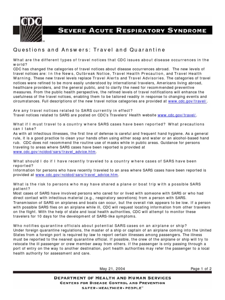 Questions and Answers: Travel and Quarantine: WWW - Cdc.gov/travel ...