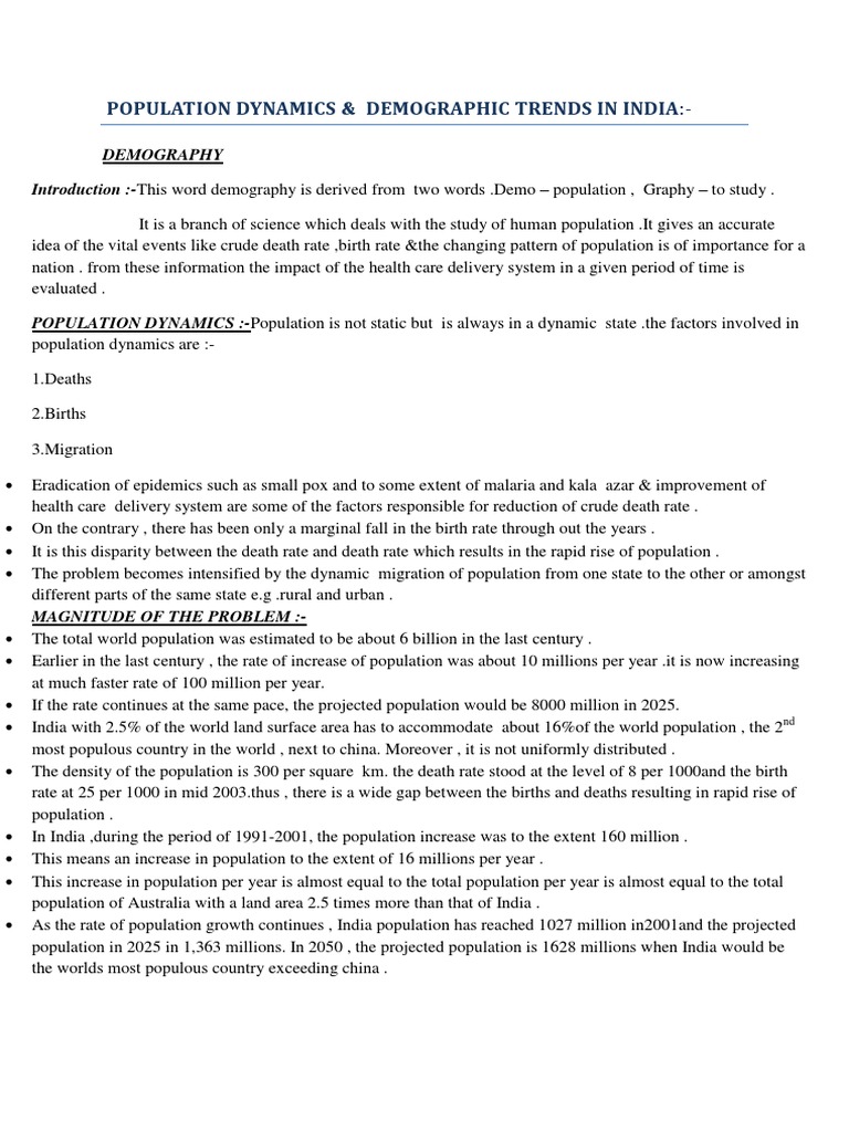 Demographic Trends in India | PDF | Population | Demography