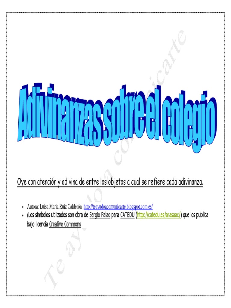 Adivinanzas de Objetos Escolares | PDF