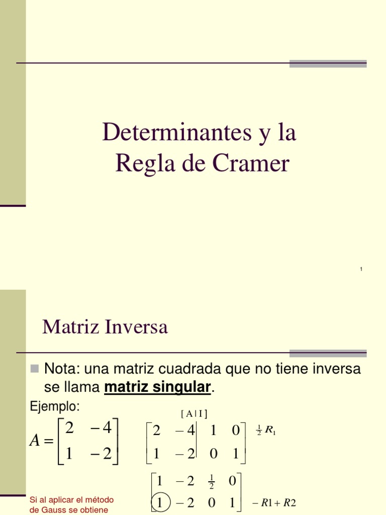 Determinantes y La Regla de Cramer | PDF | Determinante | Matriz ...