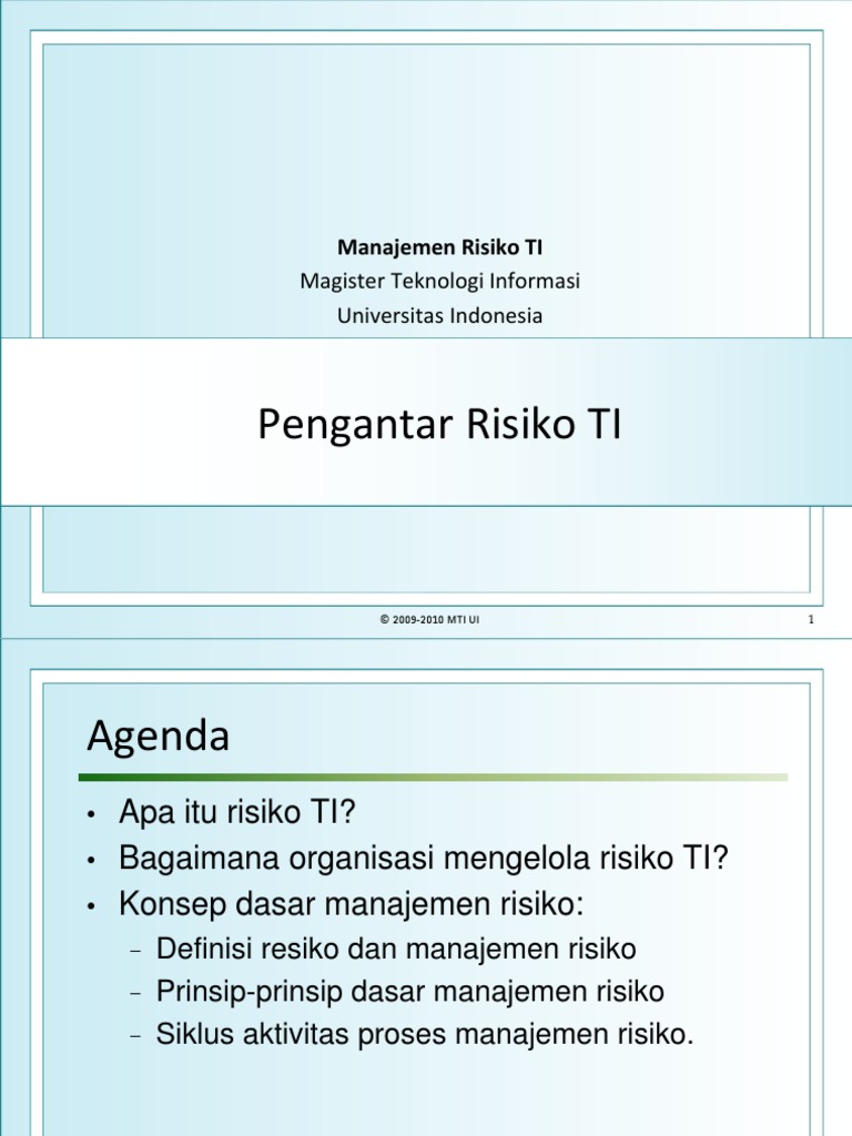 Manajemen Risiko TI | PDF | Bisnis