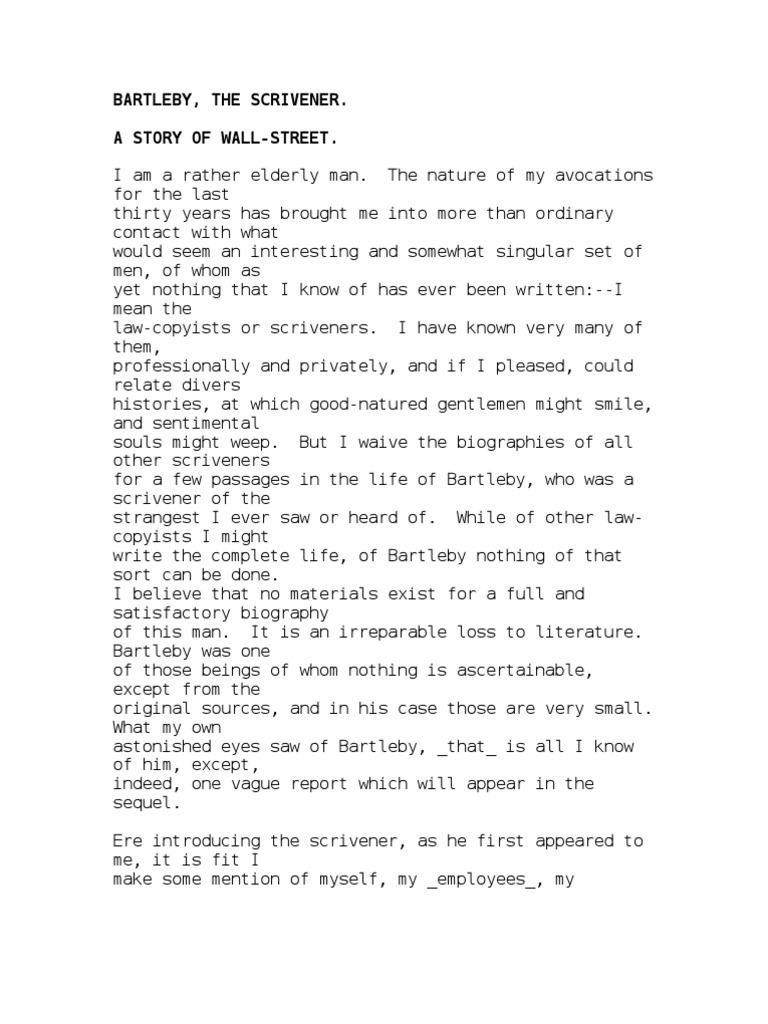 Bartleby the Scrivener: A Wall Street Tale | PDF | Bartleby, The Scrivener