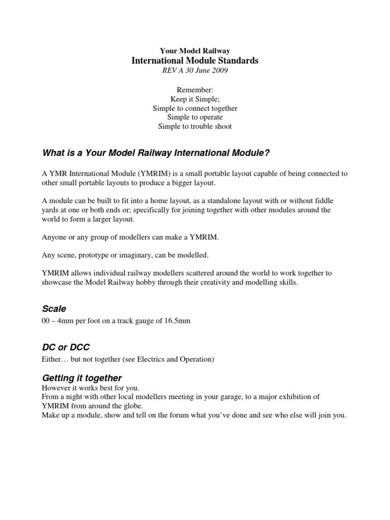 YMR International Module Standards REV A 30 June 2009 | PDF | Track ...