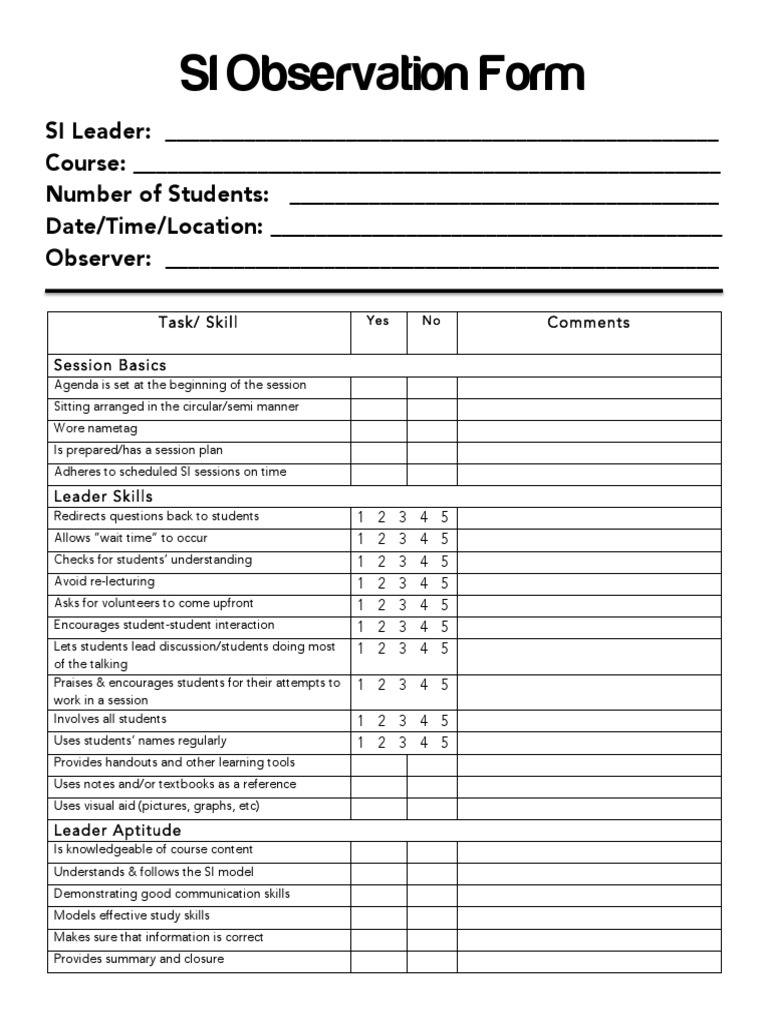 SI Observation Form | PDF